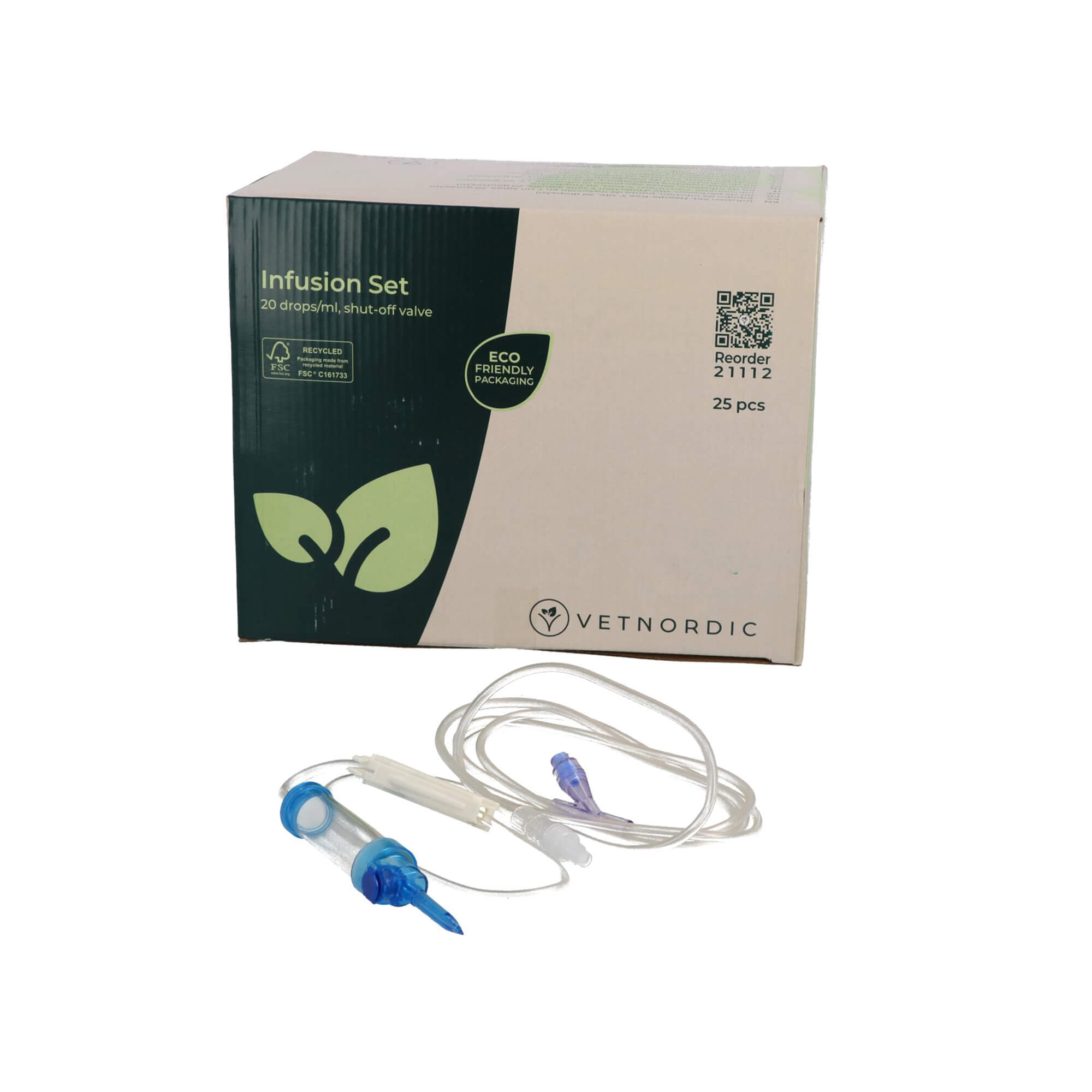 Vetnordic Set za Infuziju, Bez Igle, Y-LOK, 180 cm, 20 drop/ml, 25/1