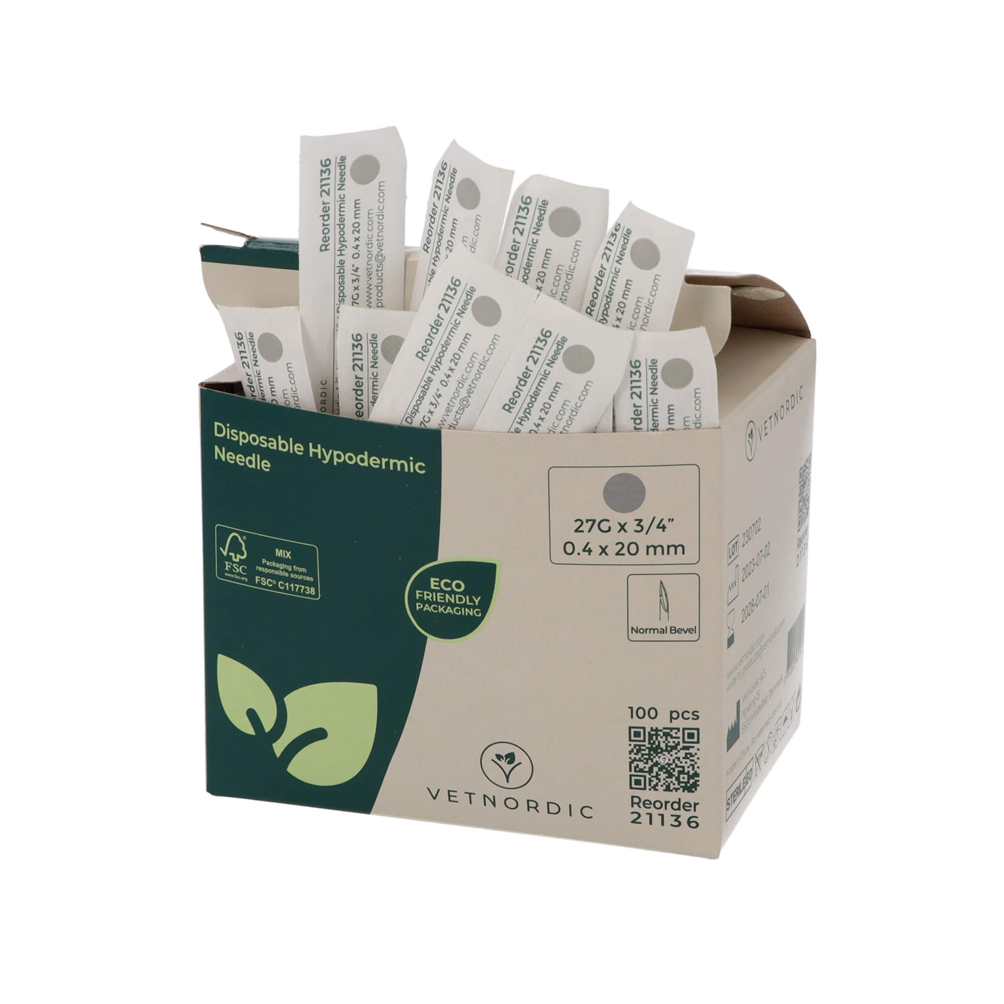 Vetnordic Igla Hipodermalna Jednokratna, 0,4 X 20 m, 27G X ¾", Siva, 100/1