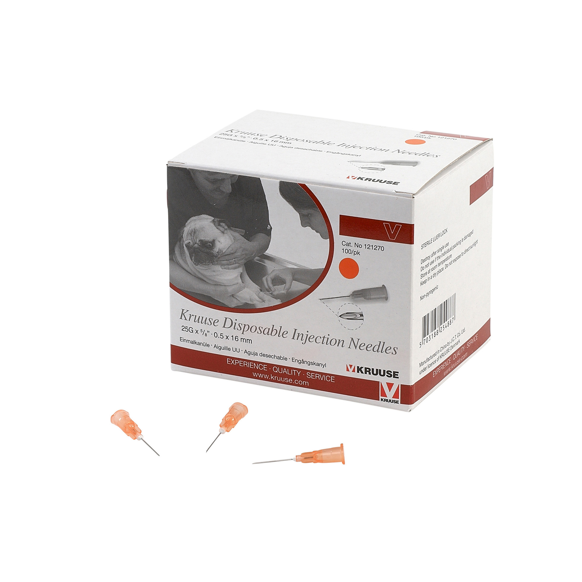 KRUUSE INJEK. IGLA 0.5X16MM 25GX5/8", NARAČASTA, 100 KOM